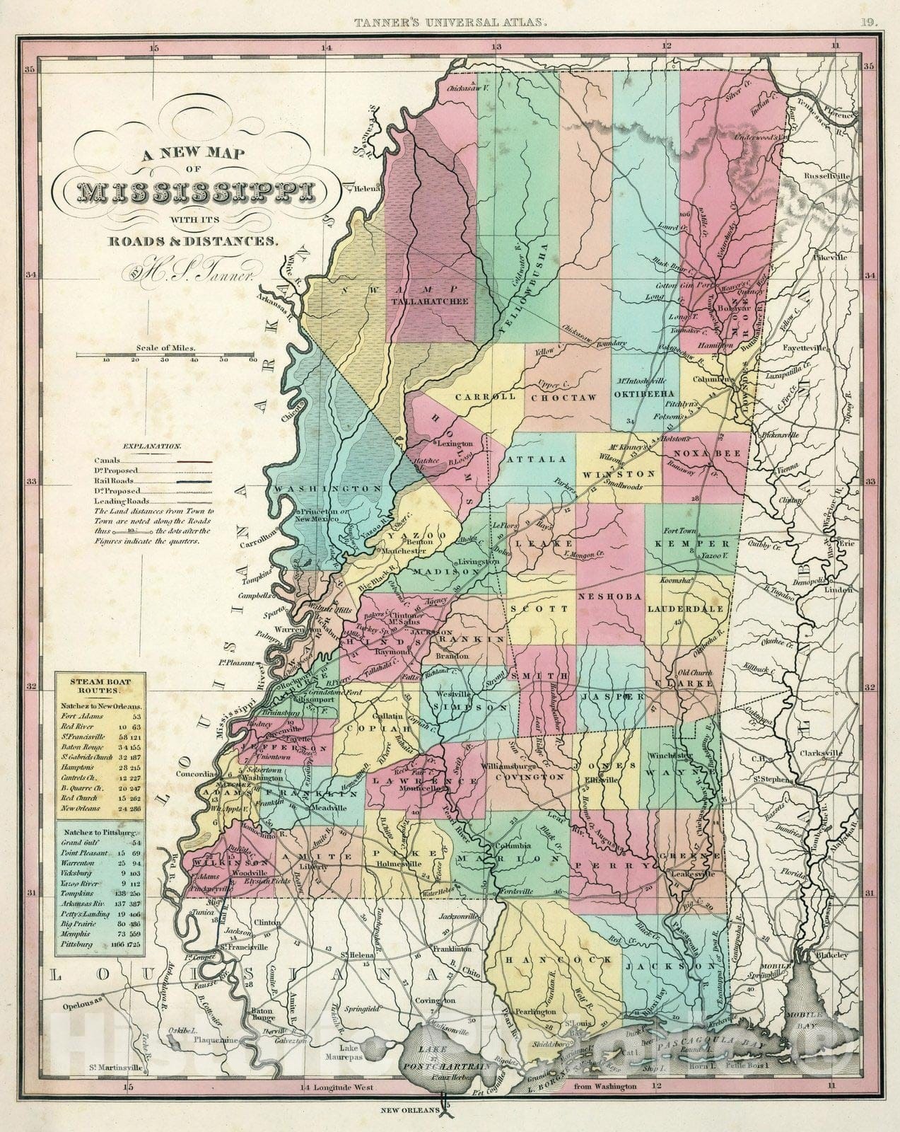 Historic Map : World Atlas Map, Mississippi. 1834 - Vintage Wall Art ...