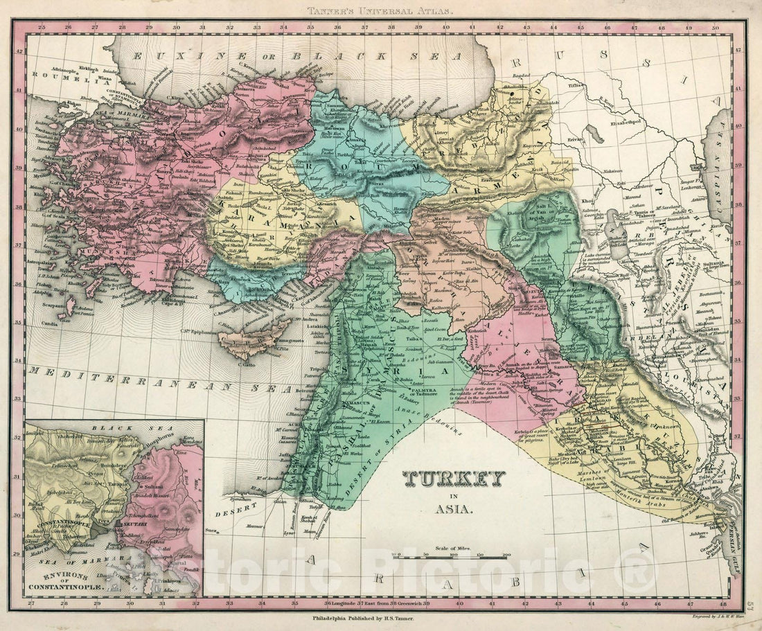 Historic Map : World Atlas Map, Turkey in Asia. 1834 - Vintage Wall Ar ...