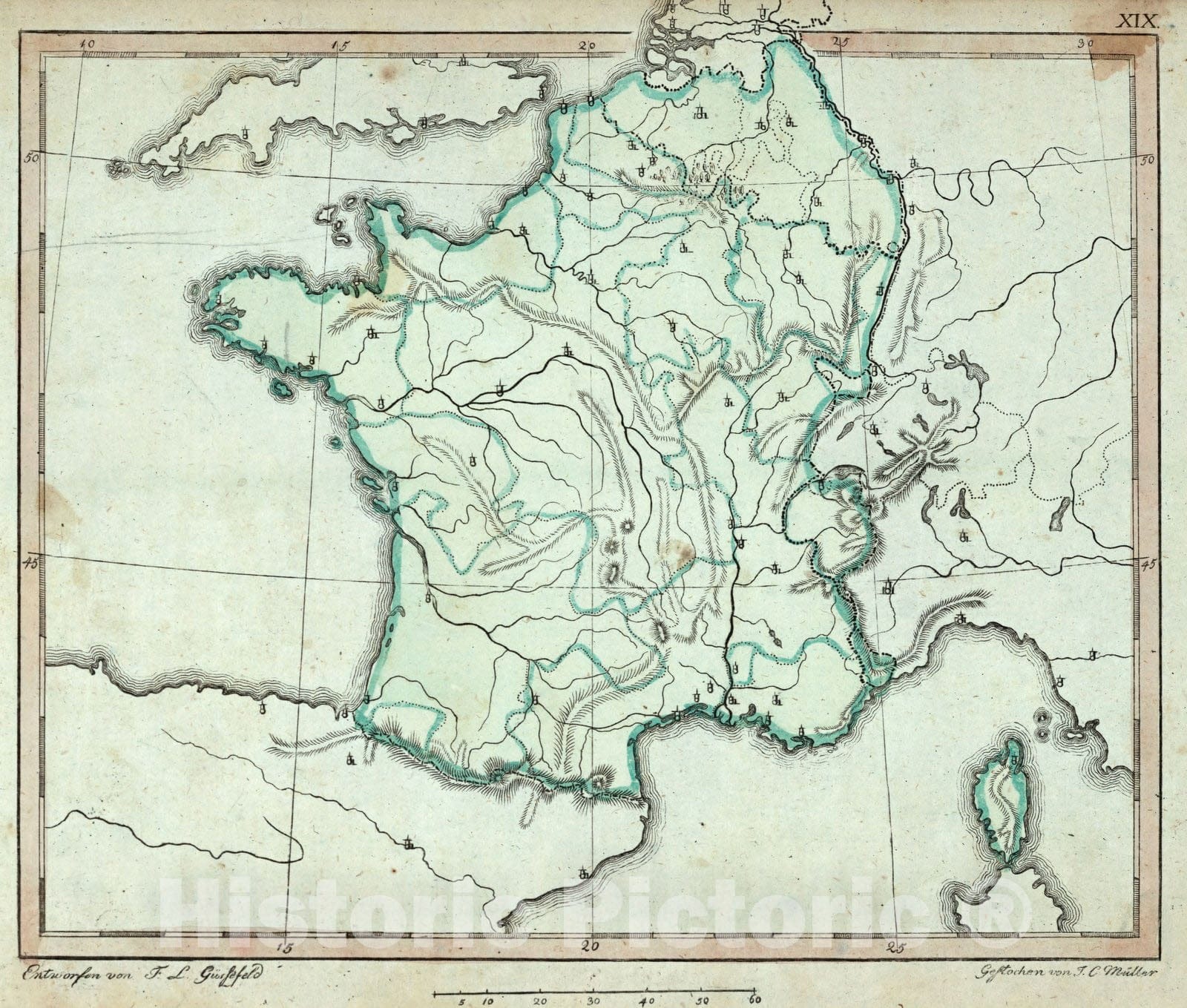 Historic Map : School Atlas Map, France. 1801 - Vintage Wall Art – Historic Pictoric