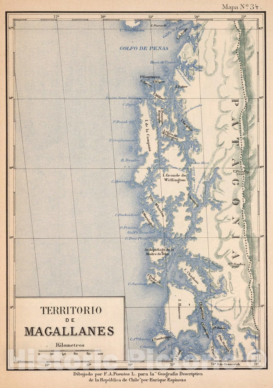 Historic Map : Chile, Mapa No. 34. Territorio de Magallanes, 1903 , Vi ...