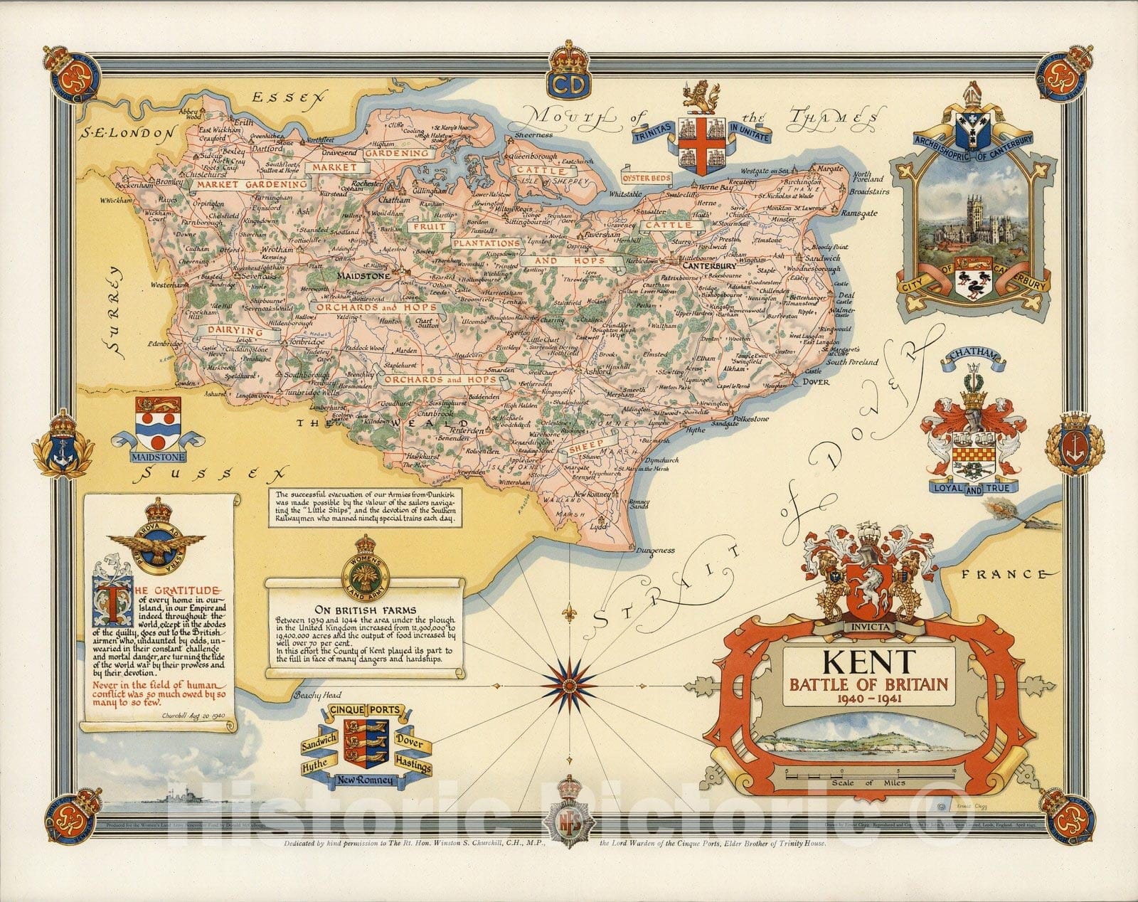 Historic Map : Kent. Battle of Britain, 1940-1941. Produced for The Wo ...