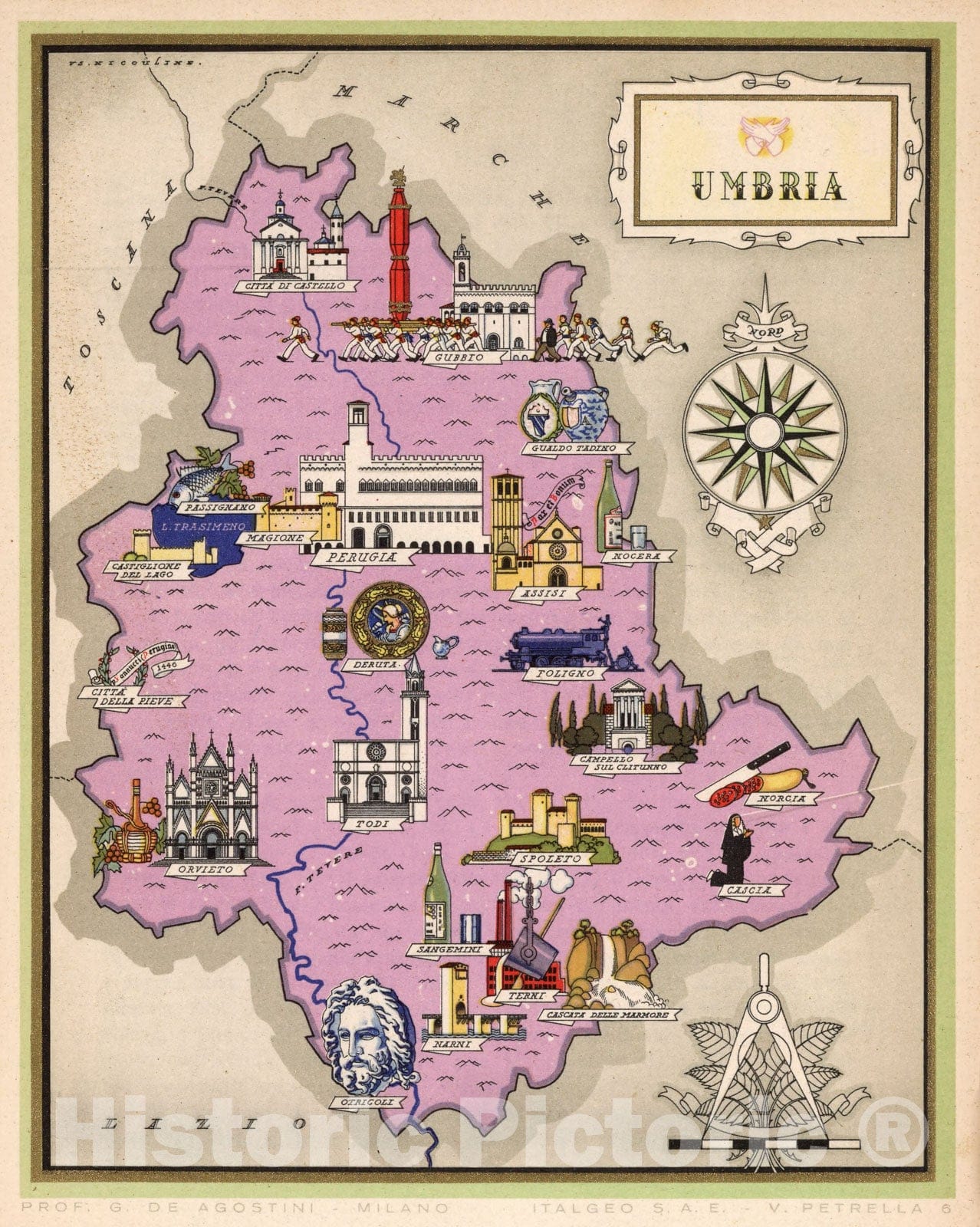 Historic Map : Italy, Guide Book, Umbria. 1938 , Vintage Wall Art ...