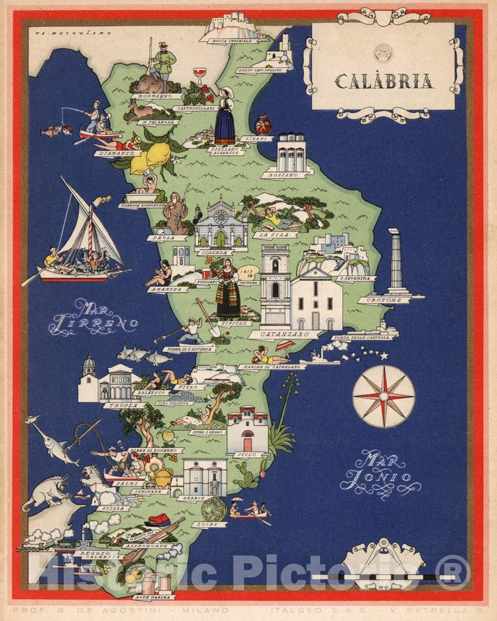 Historic Map : Italy, Guide Book, Calabria. 1938 , Vintage Wall Art ...