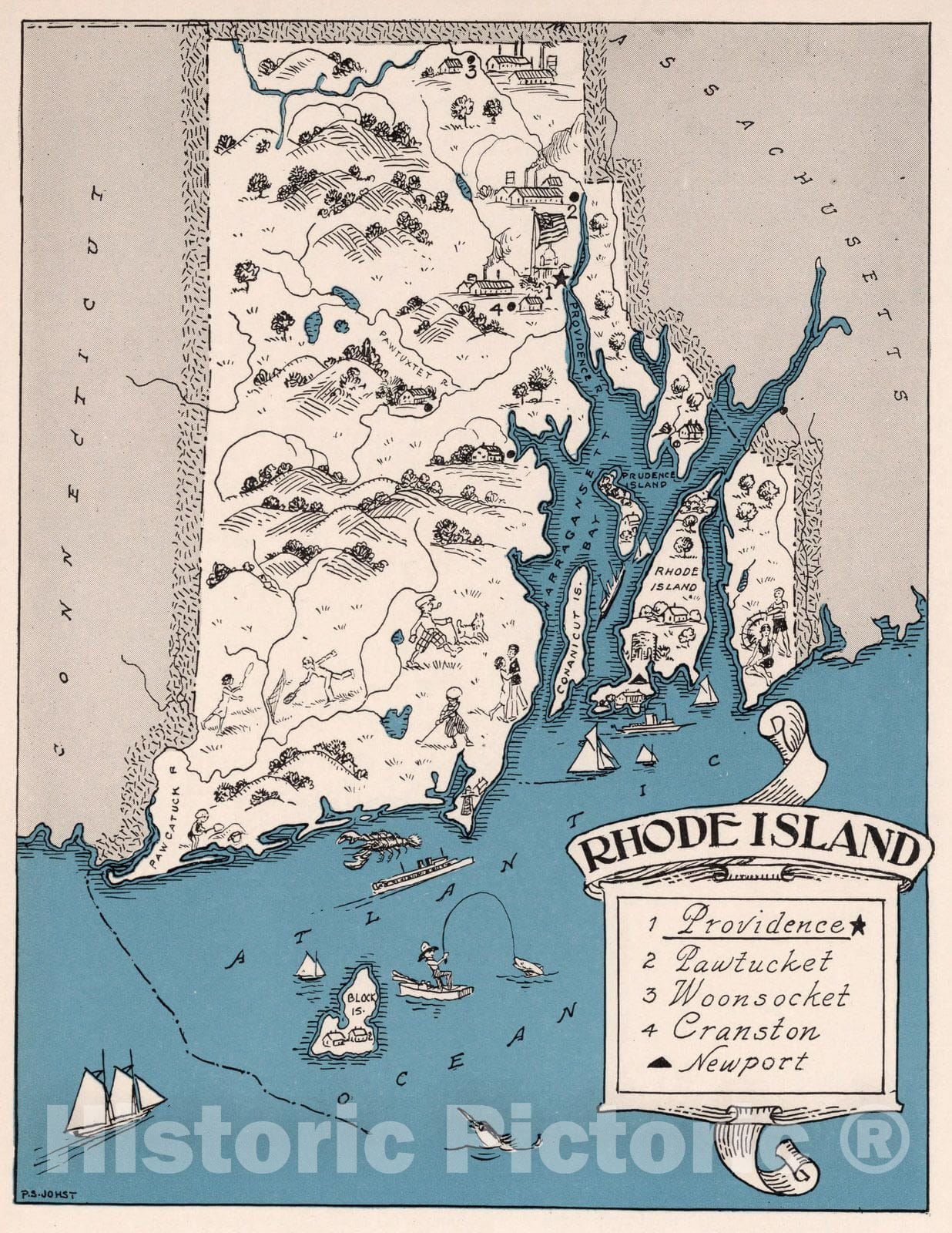 Historic Map : School Atlas Map, Rhode Island. 1931 - Vintage Wall Art ...