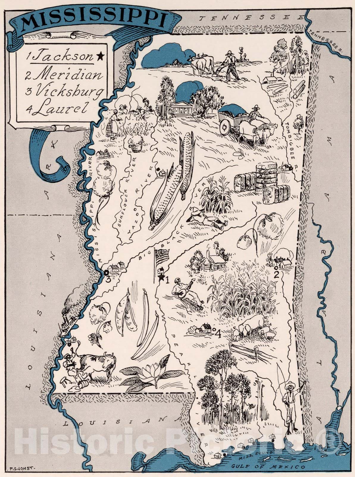 Mississippi Pictorial Map 1931 | Historical Map Print – Historic Pictoric