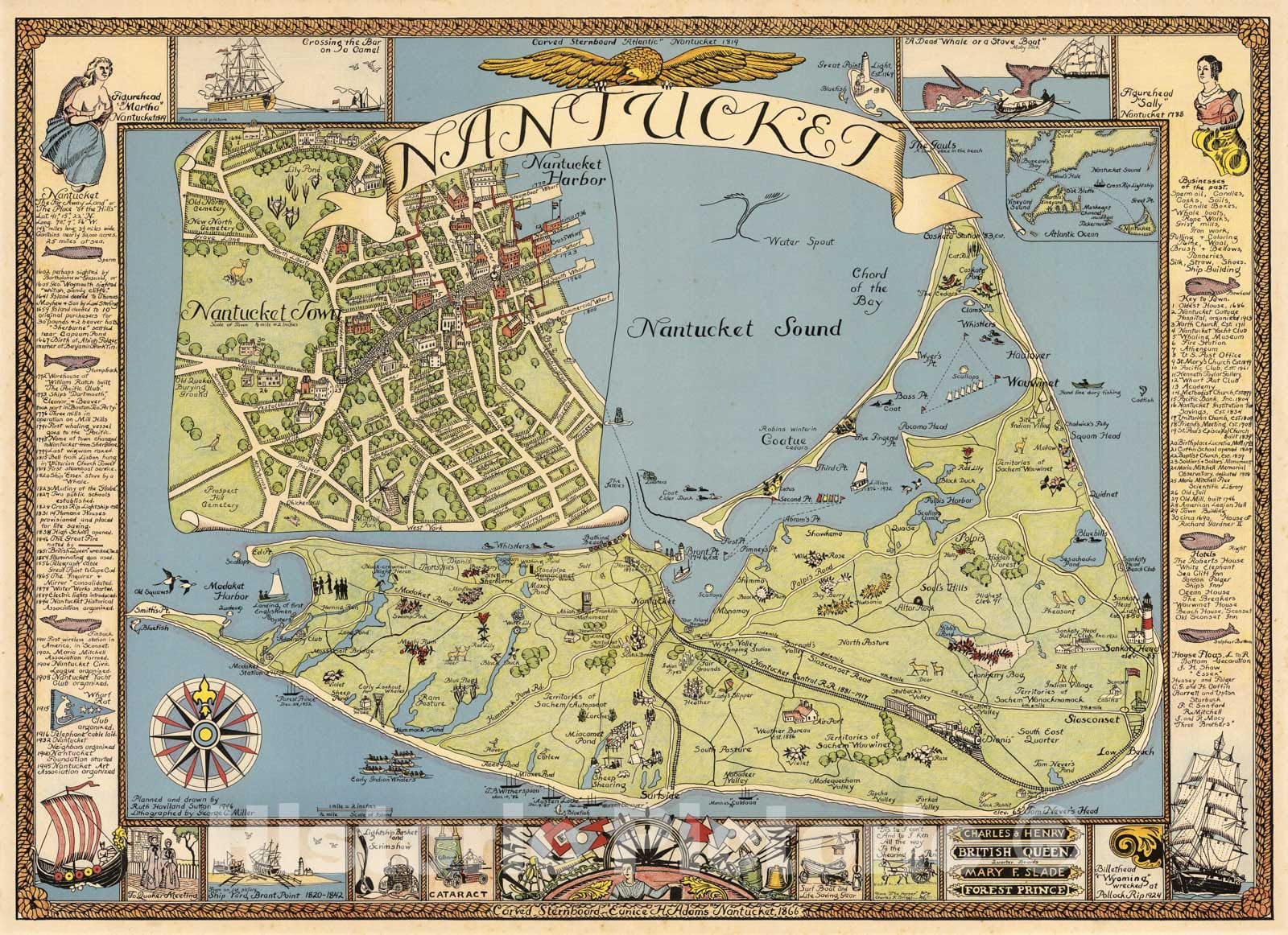 Historic Map - Nantucket. 1946, Historic Map - Vintage Wall Art ...