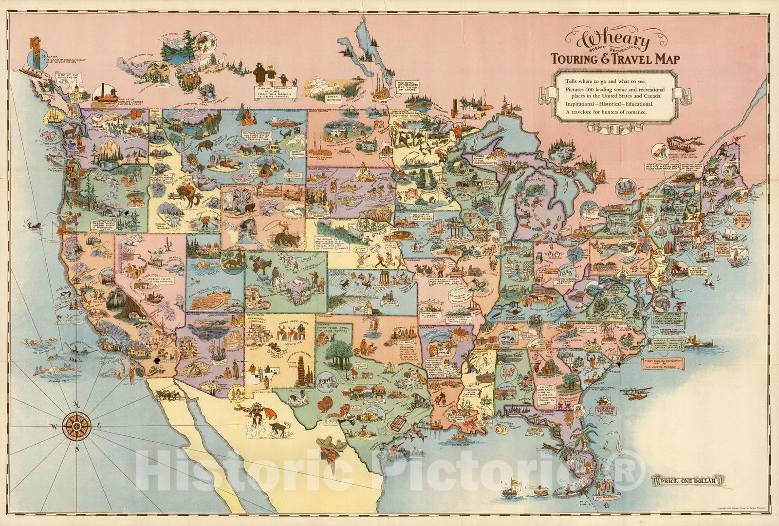Historic Map : Wheary Scenic Recreational Touring & Travel Map, 1928 ...