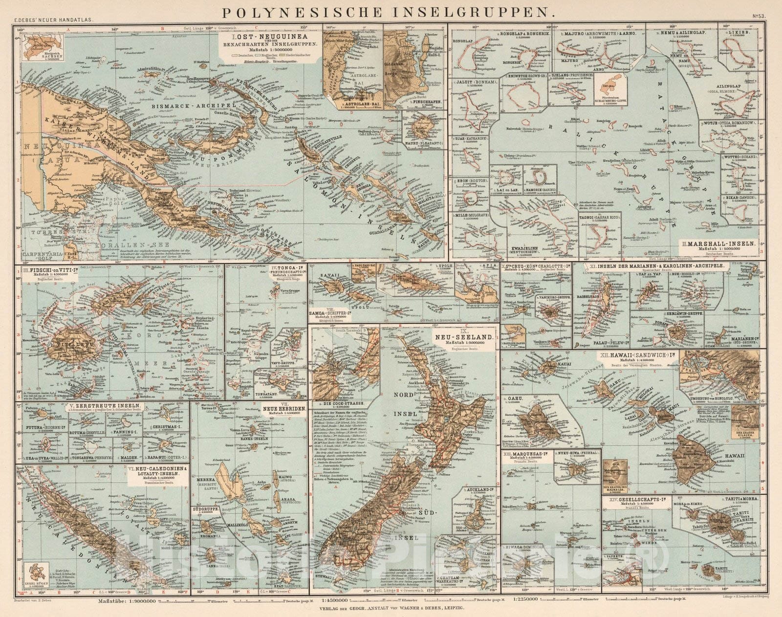 Historic Map : Polynesia, PacificNo. 53: Polynesische Inselgruppen 189 ...