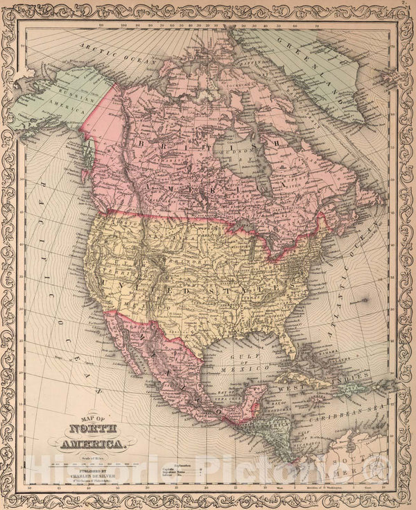 North America 1859 Historical Map Print | Desilver | Historic Pictoric