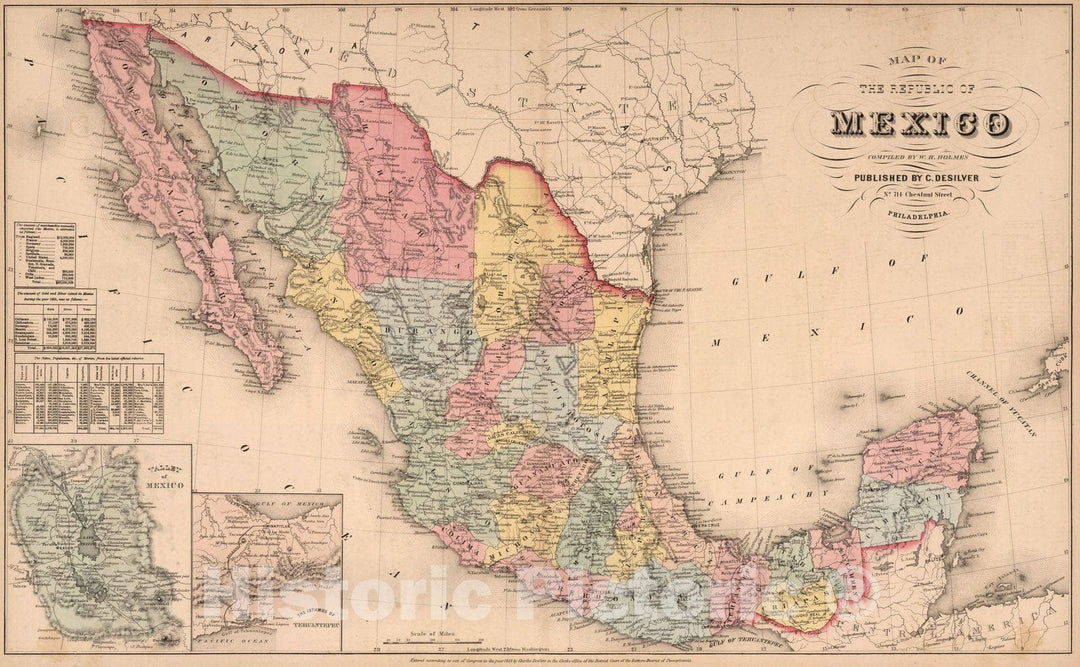 Historic Map : Map of Republic of Mexico, 1859 - Vintage Wall Art ...