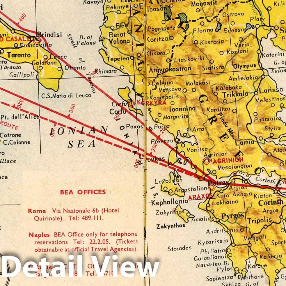 Historic Map : BEA route map : Rome and Munich to Turkey, 1954 - Vinta ...