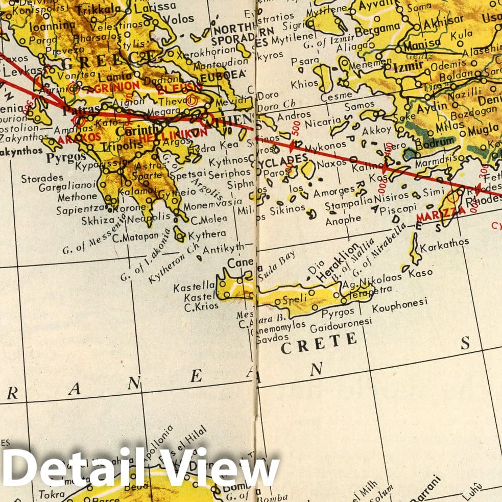 Historic Map : BEA route map : Rome to Middle East, 1954 - Vintage Wal ...