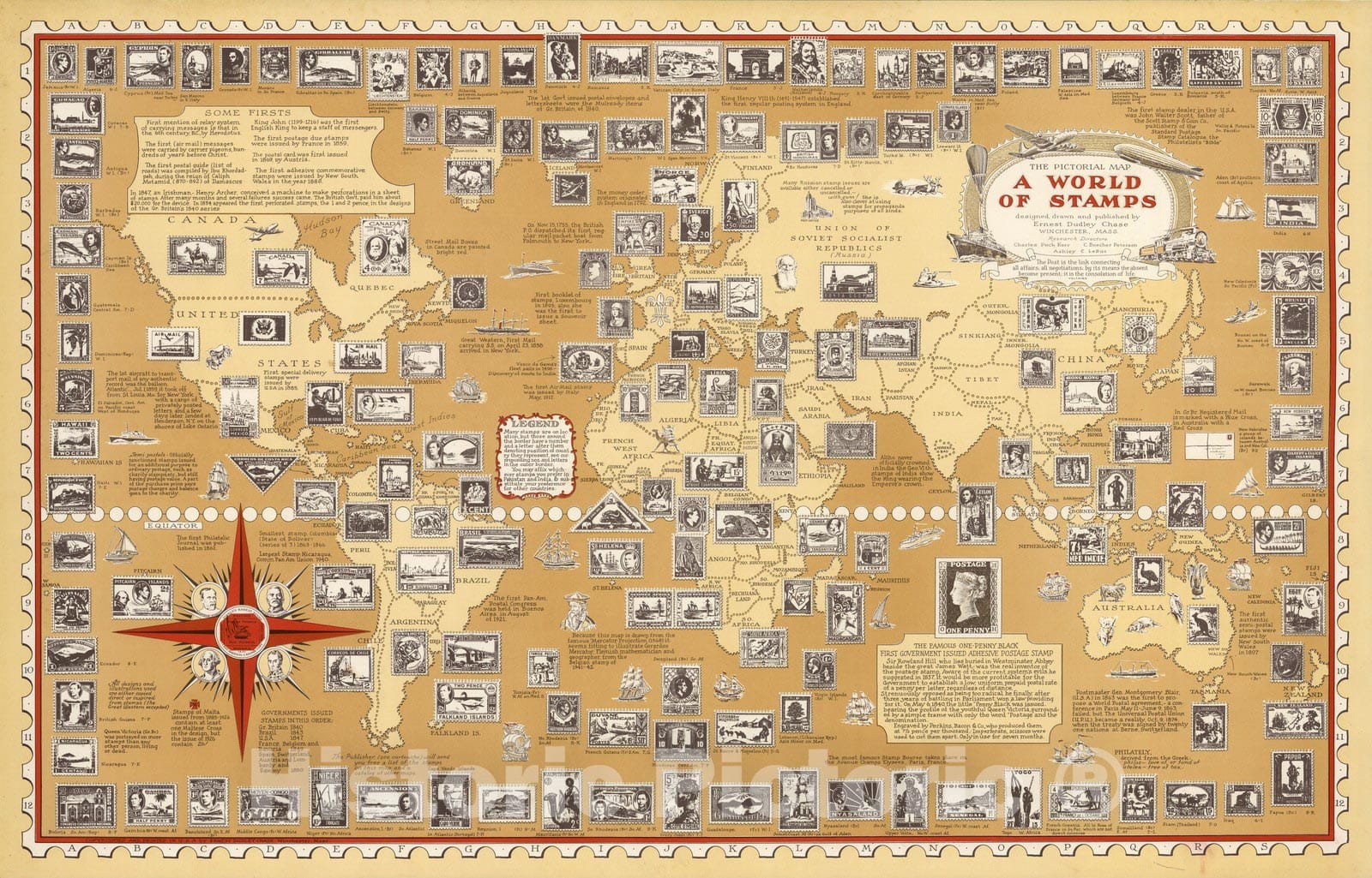 Historic Map : The pictorial map : A world of stamps, 1947 v1 ...
