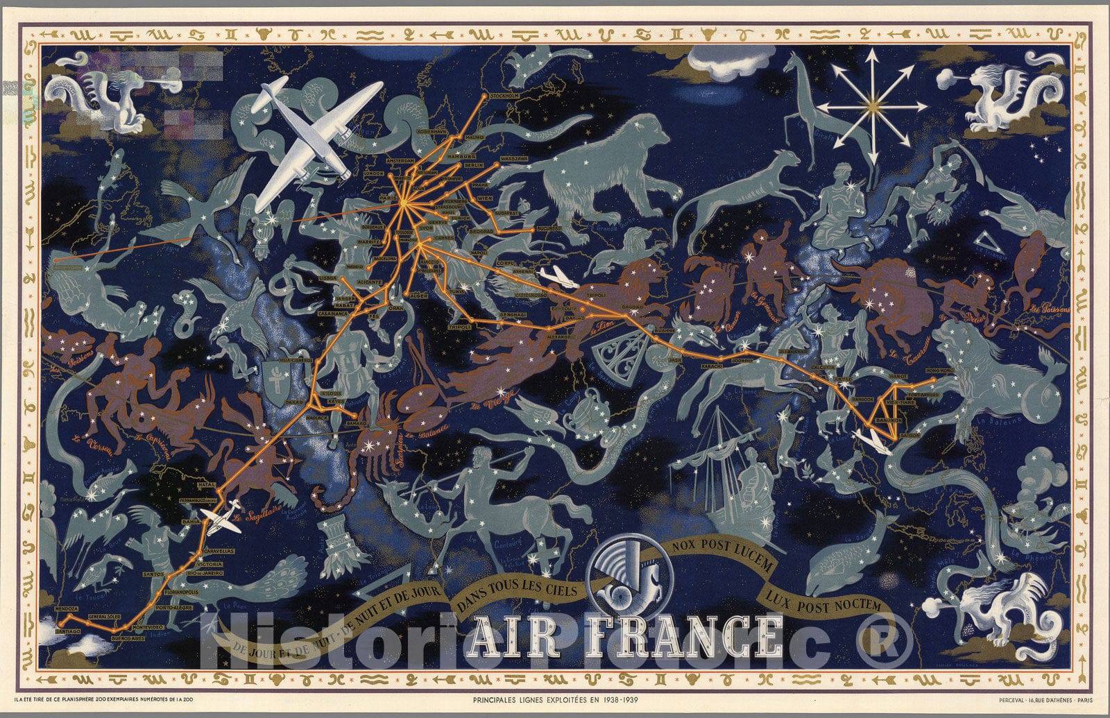 Historic Map : Air France : De nuit et de jour dans tous les ciels, 19 ...