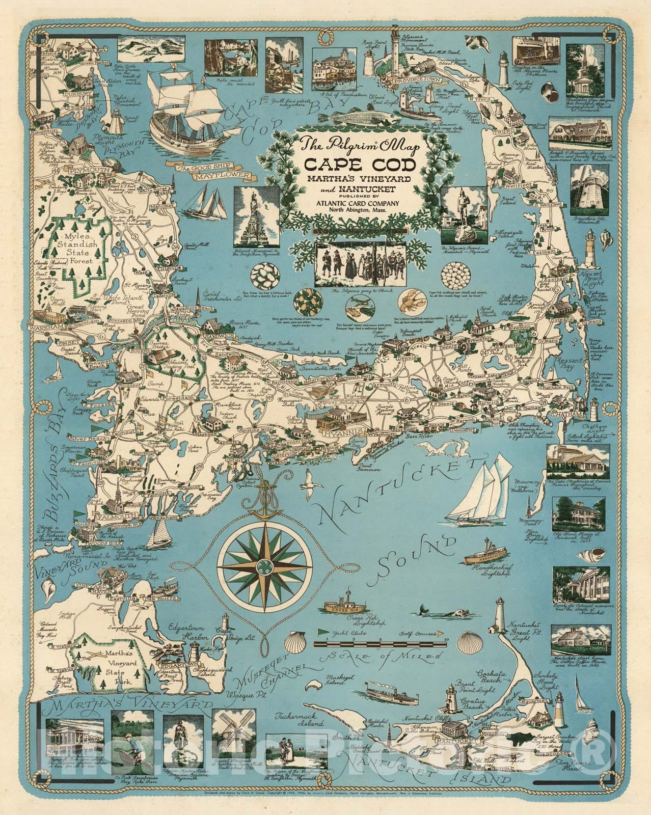 Historic Map : The Pilgrim map, Cape Cod, Martha's Vinyard and Nantuck ...
