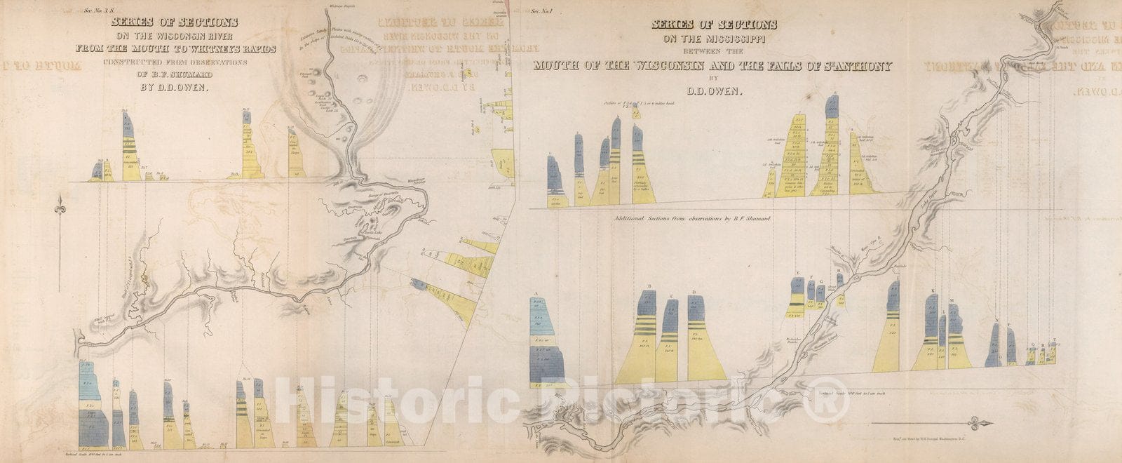 Historic Map : Geography Book, Series of sections on the Wisconsin Riv ...