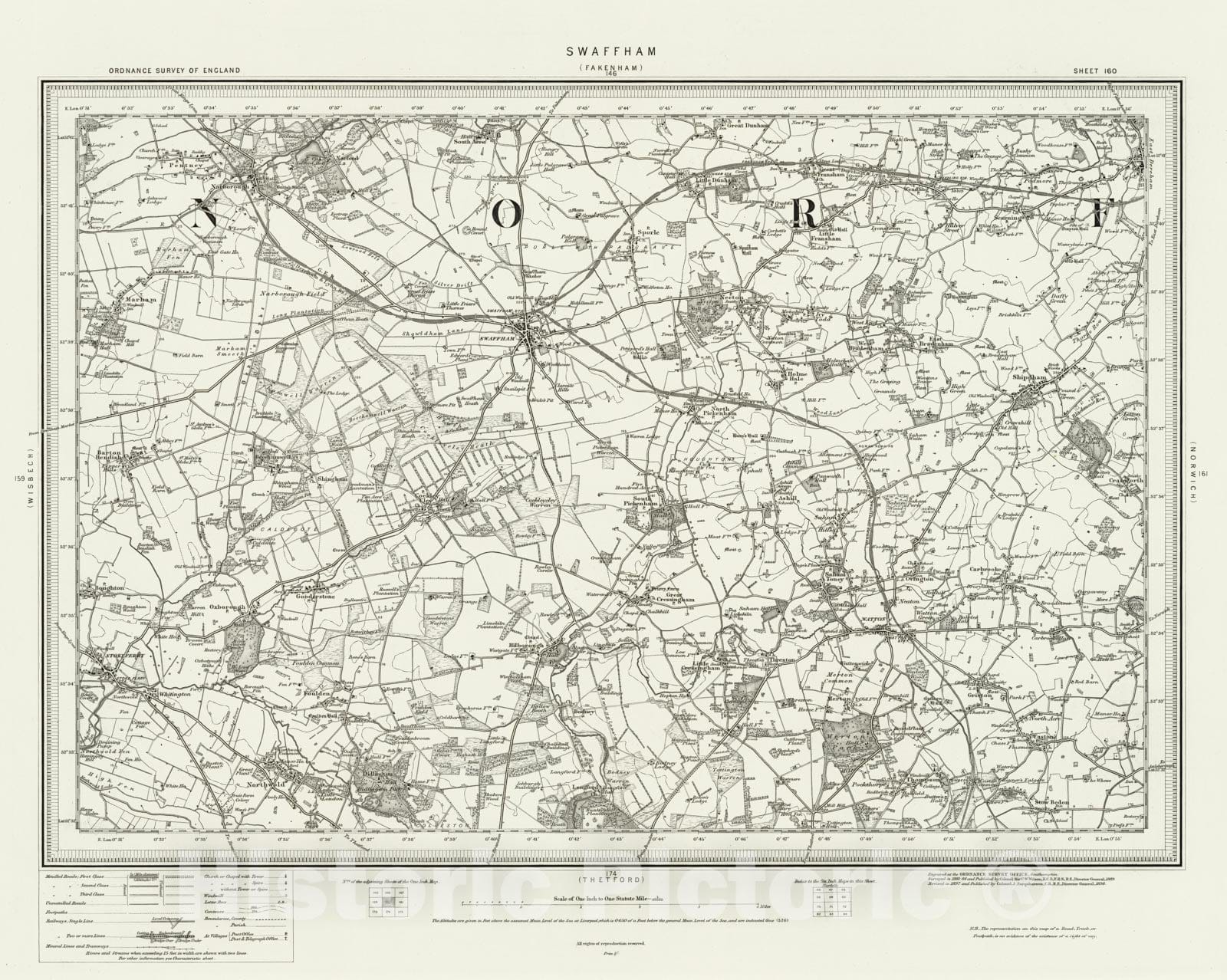 Historic Map : 160 Swaffham 1898 - Vintage Wall Art – Historic Pictoric