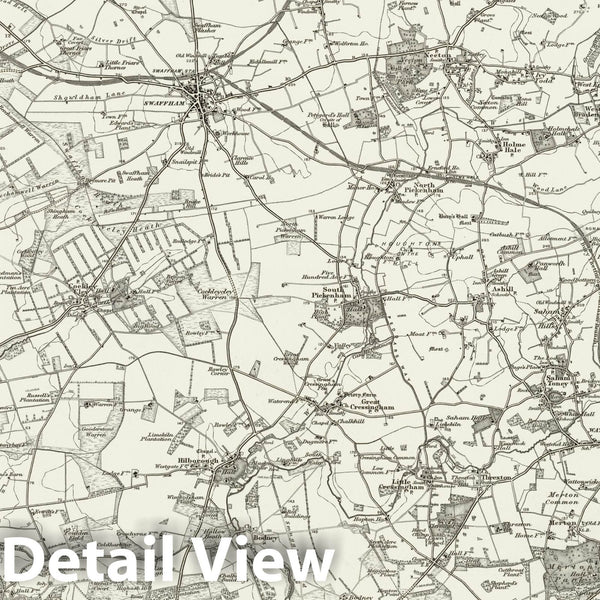 Historic Map : 160 Swaffham 1898 - Vintage Wall Art - Historic Pictoric