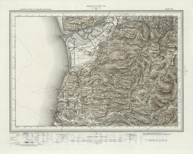 Historic Wall Map : 163 Aberystwyth (Hills) 1899 - Vintage Wall Art ...