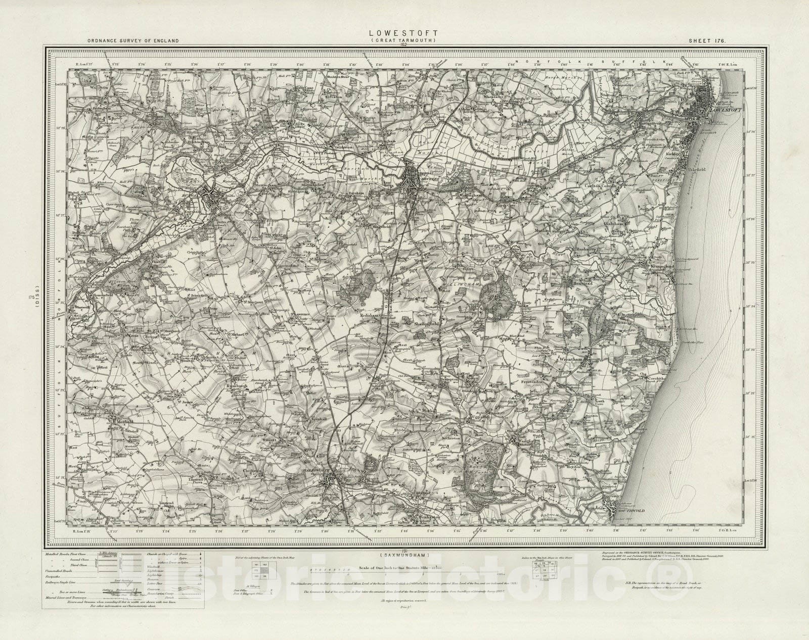 Historic Map : 176 Lowestoft 1899 - Vintage Wall Art - Historic Pictoric