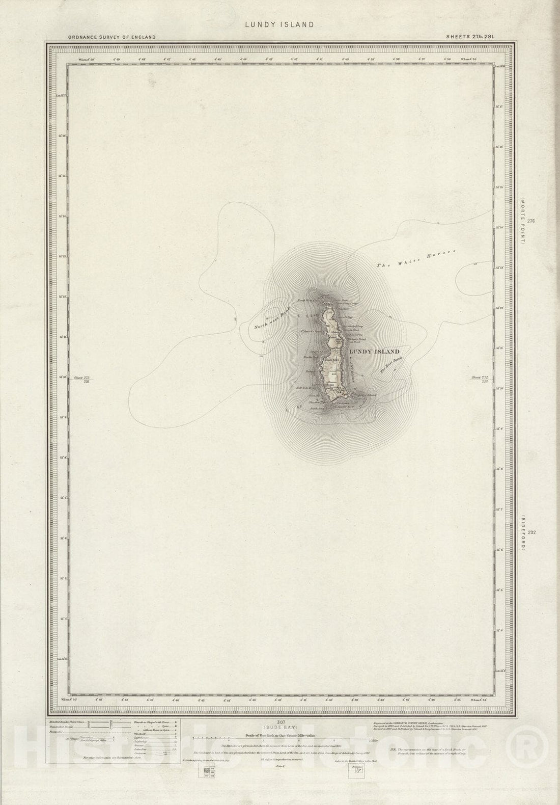 Historic Map : 275 Lundy Island (Hills) 1897 - Vintage Wall Art ...