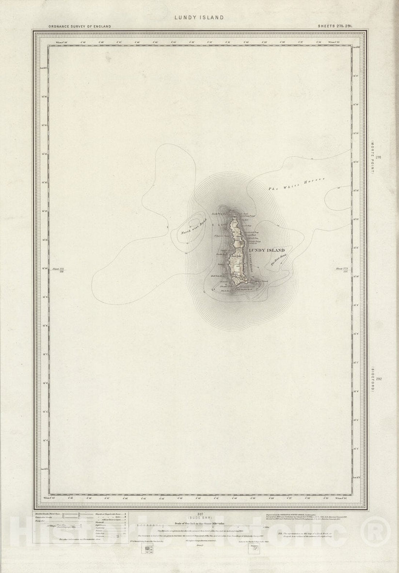 Historic Map : 275 Lundy Island (Hills) 1897 - Vintage Wall Art ...