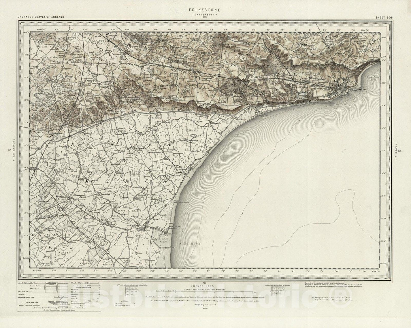 Historic Wall Map : 305 Folkestone (Hills) 1895 - Vintage Wall Art ...