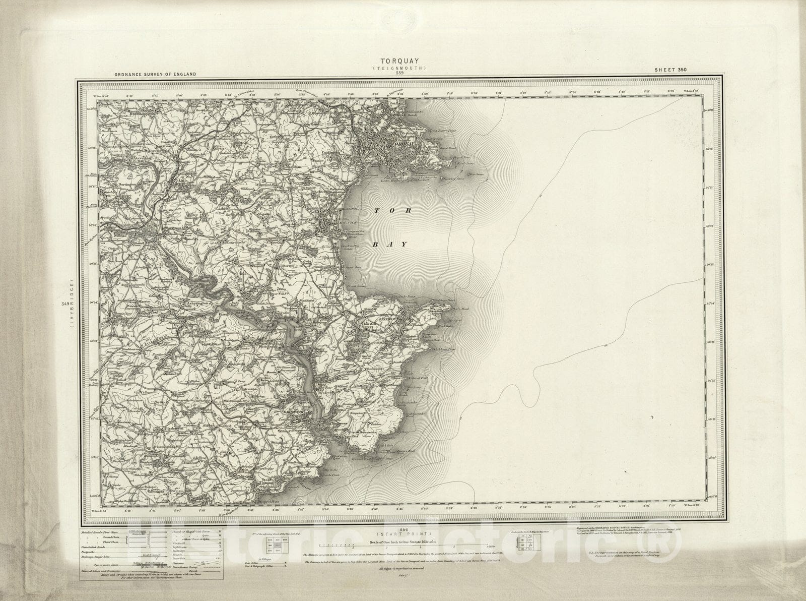 Historic Map : 350 Torquay 1898 - Vintage Wall Art - Historic Pictoric