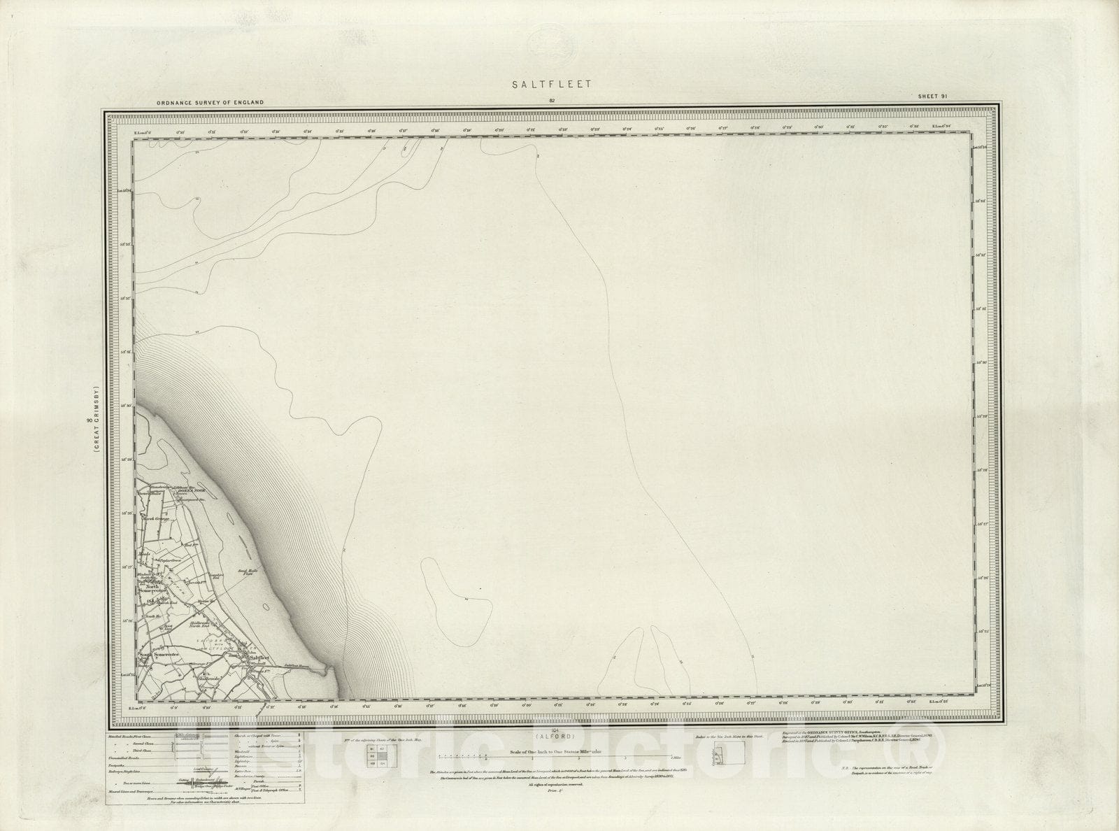 Historic Map : 91 Saltfleet 1898 - Vintage Wall Art - Historic Pictoric