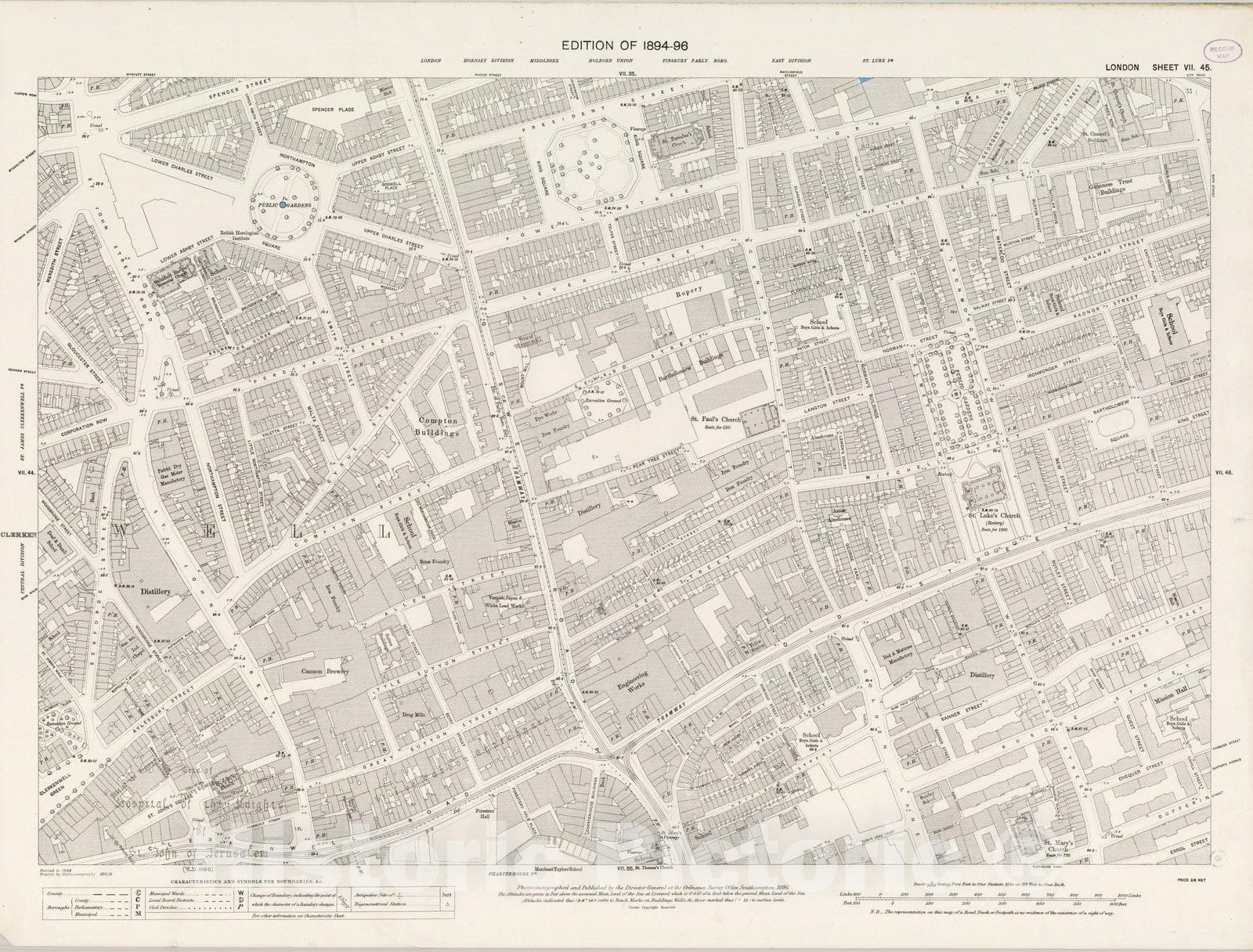 Historic Map : London (England), City Atlas Map, London Sheet VII.45 1 ...