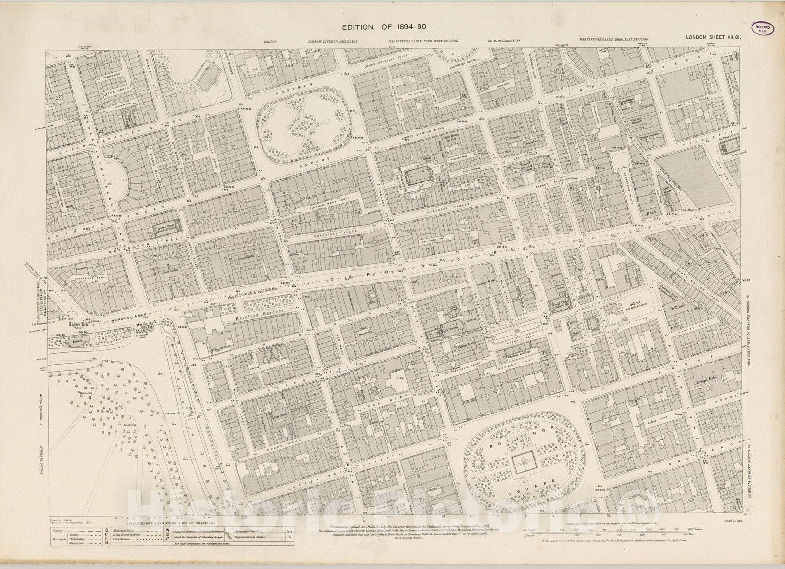 Historic Map : London (England), City Atlas Map, London Sheet VII.61 1 ...