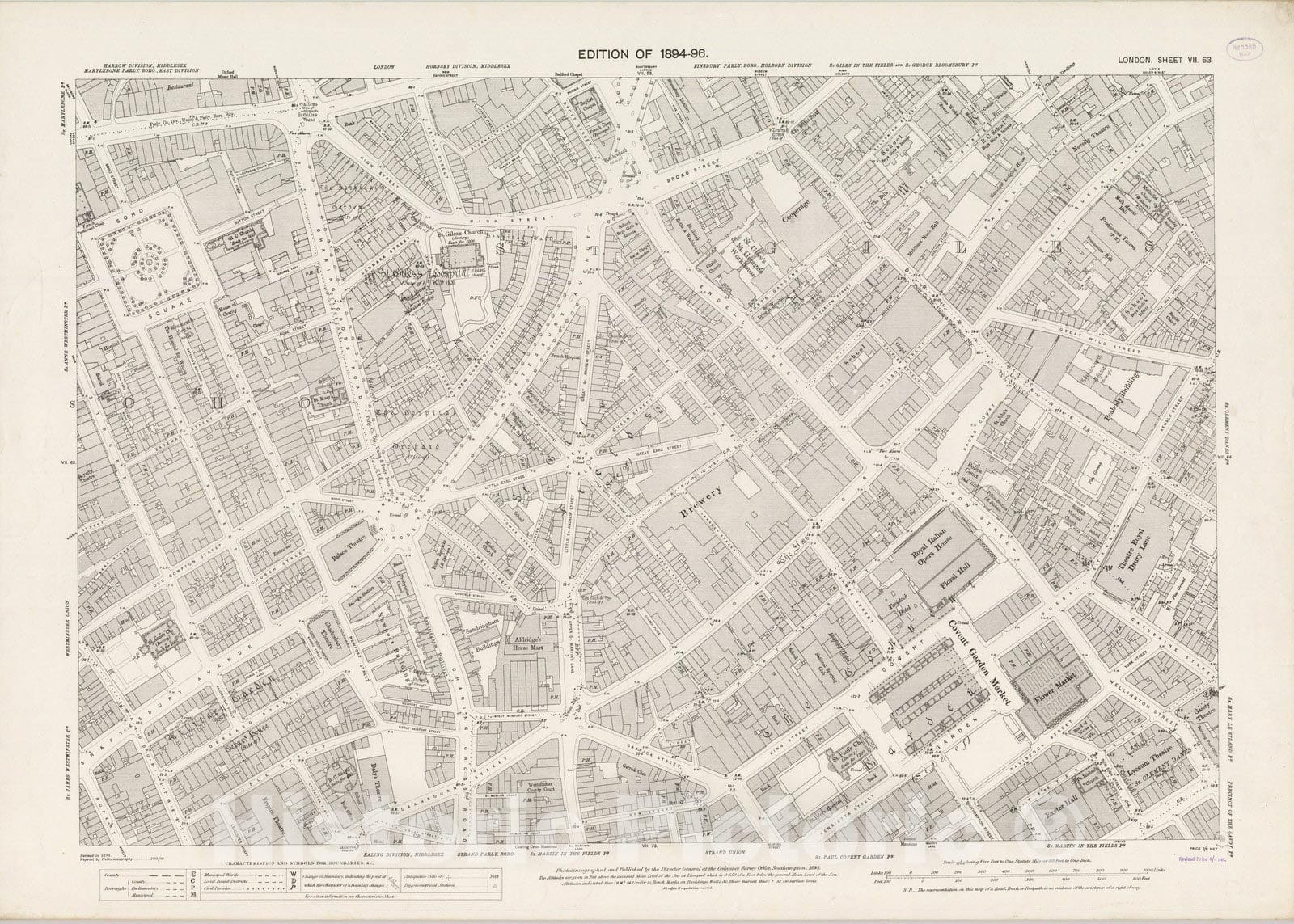 Historic Map : London (England), City Atlas Map, London Sheet VII.63 1 ...