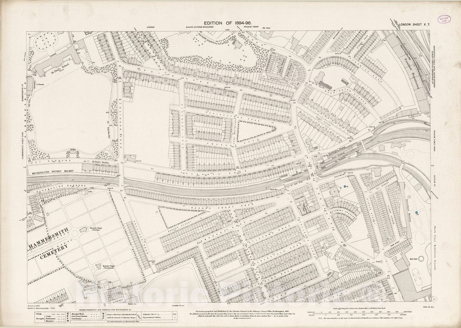 Historic Map : London (England), City Atlas Map, London Sheet X.7 1895 ...