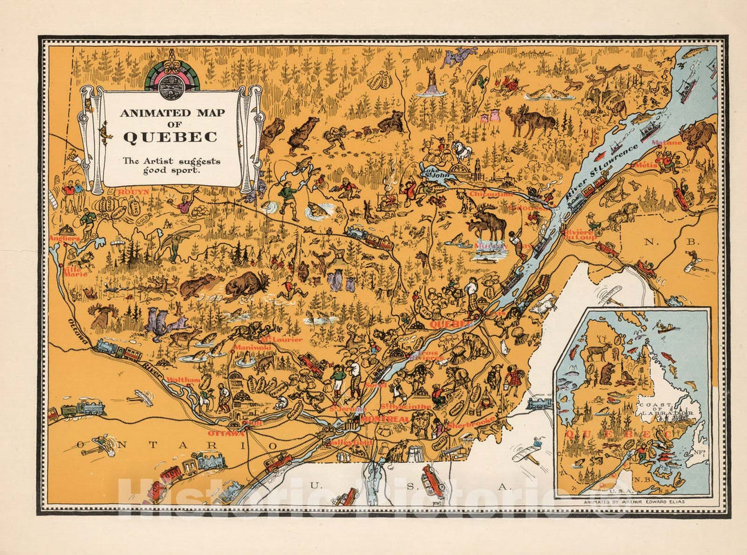 Historic Map : Quebec. 1929 - Vintage Wall Art – Historic Pictoric