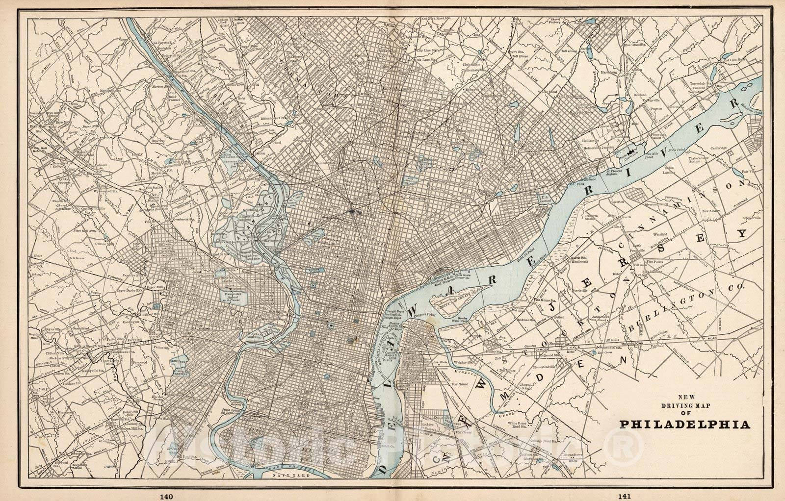 Historic Map : New driving map of Philadelphia, 1893 - Vintage Wall Ar ...