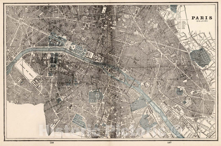 Historic Map : France , Paris France,Paris, France 1893 , Vintage Wall ...