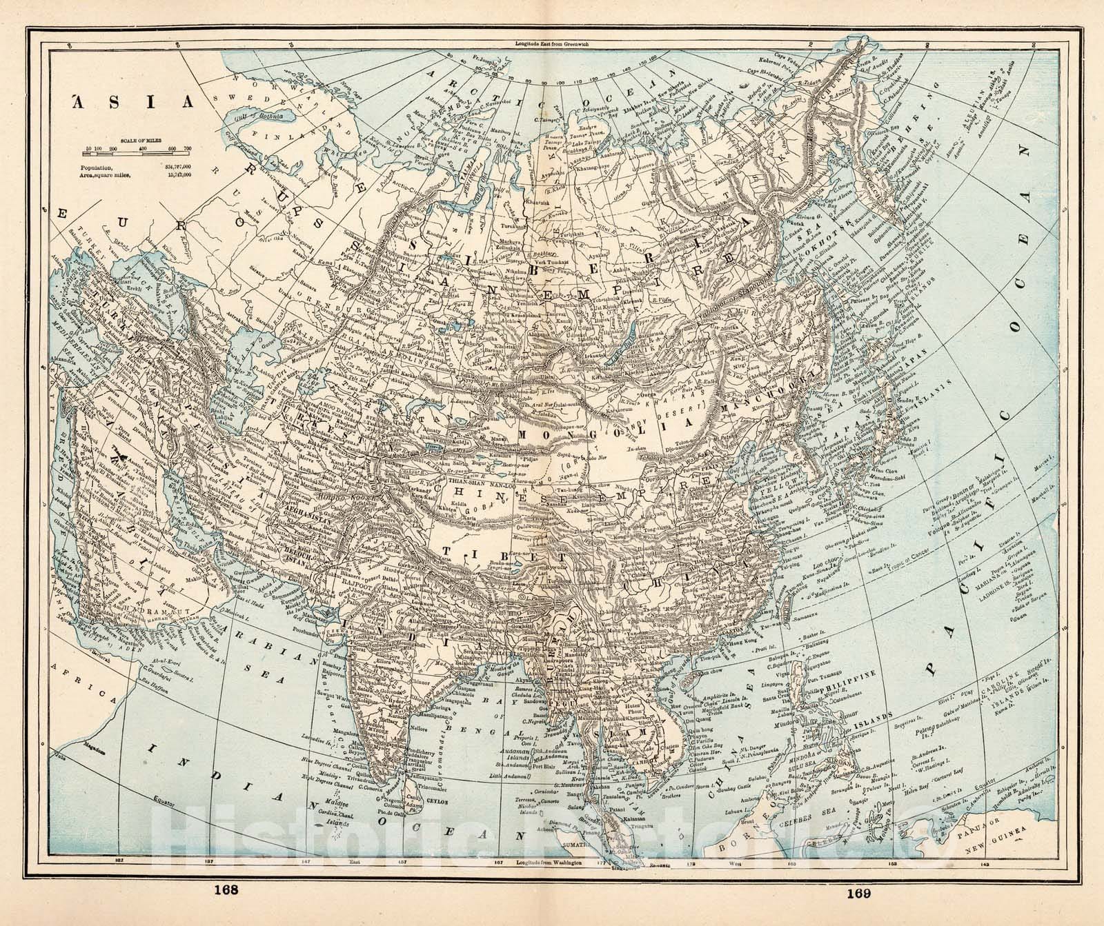 Historic Map : World Atlas Map, Asia 1893 - Vintage Wall Art – Historic ...