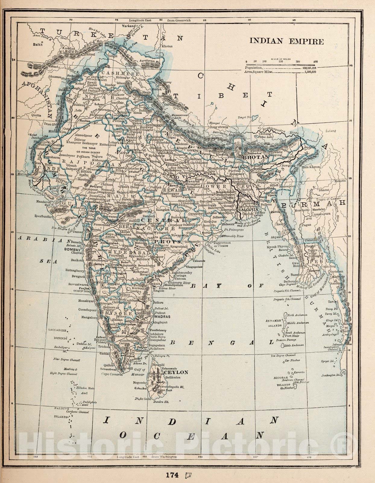 Historic Map : World Atlas Map, Indian Empire 1893 - Vintage Wall Art ...