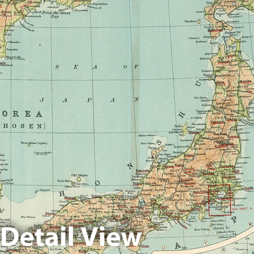 Historic Map : World Atlas Map, Plate 3. Japan and Korea. Extension to ...