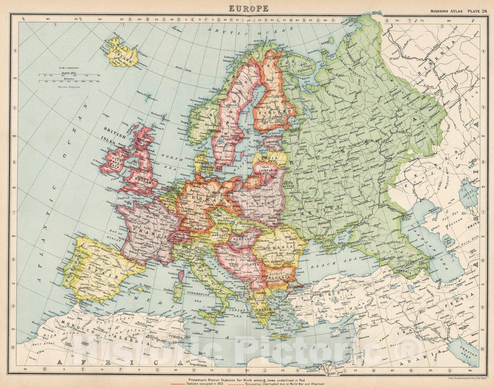 Historic Wall Map : World Atlas Map, Plate 26. Europe. 1923 - Vintage ...