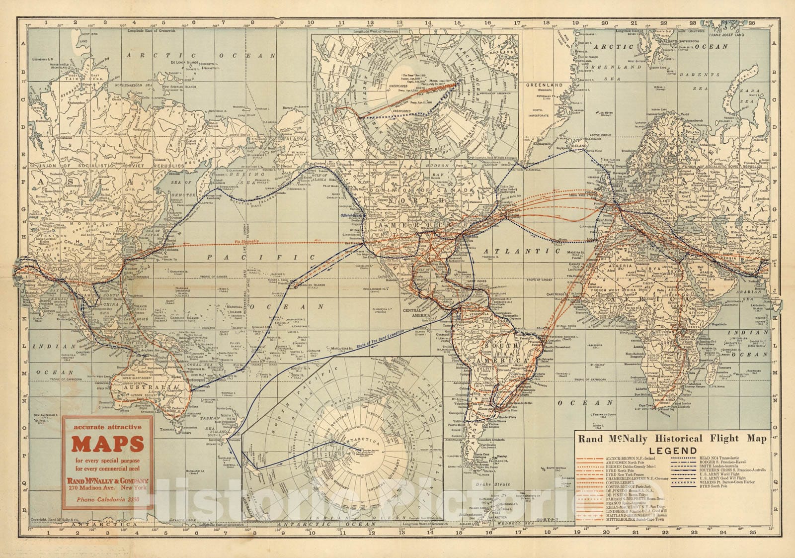 Historic Map : Rand McNally Historical Flight Map, 1928 - Vintage Wall ...