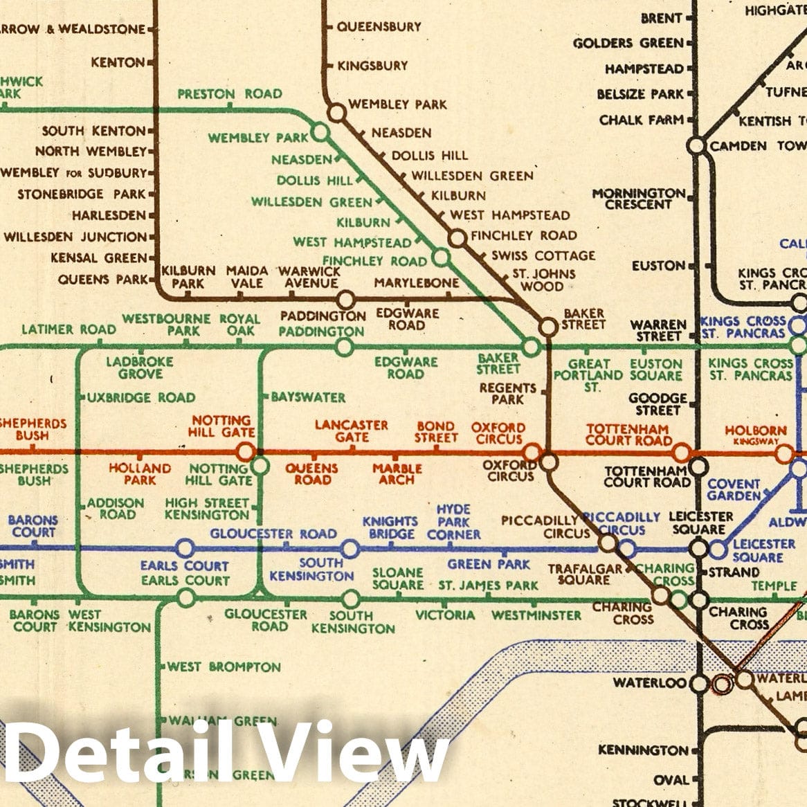 Historic Map : Pocket Map, London Underground. 1945 - Vintage Wall Art ...