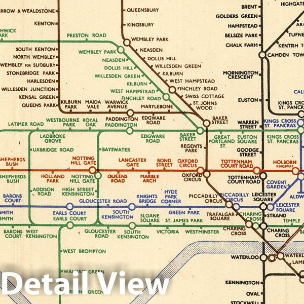 Historic Map : Pocket Map, London Underground. 1945 - Vintage Wall Art ...