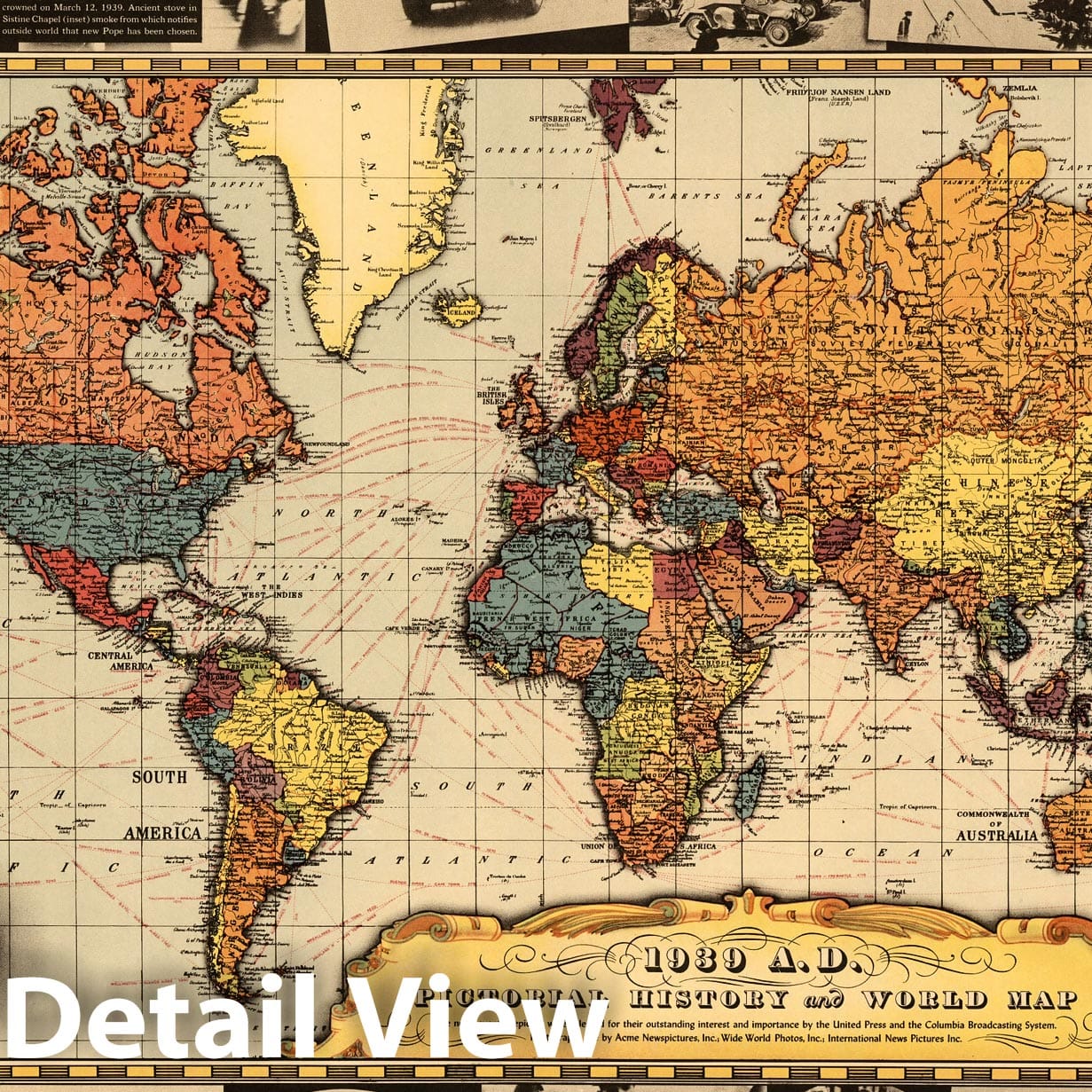 Historic Wall Map : 1939 A.D. Pictorial history and world map - Vintag ...
