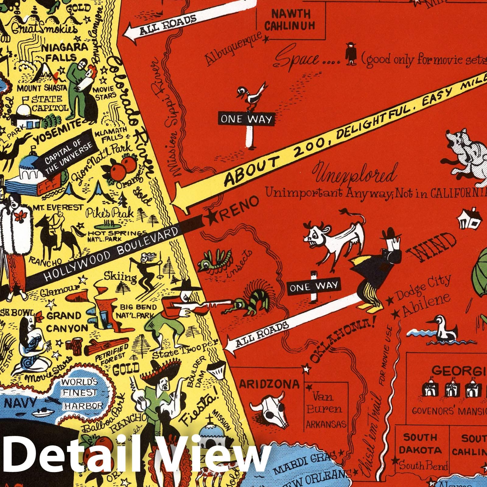 Historic Map - Map of the United States as Californians see it. 1947 O ...