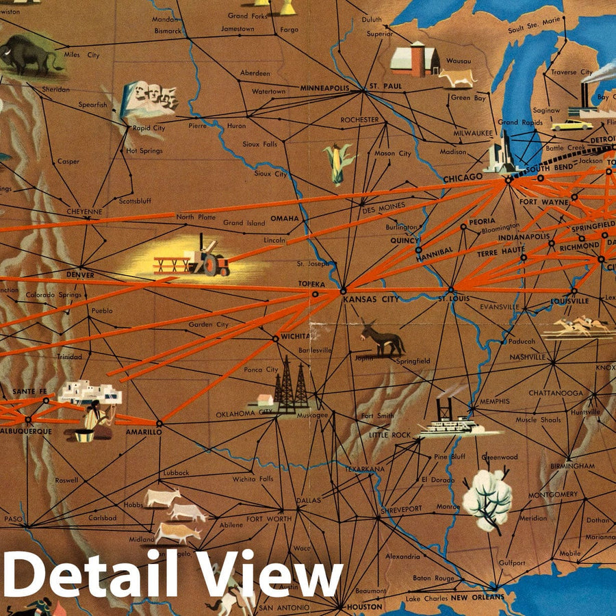 Historic Map : Pocket Map, United States: TWA Trans World Airline. U.S ...