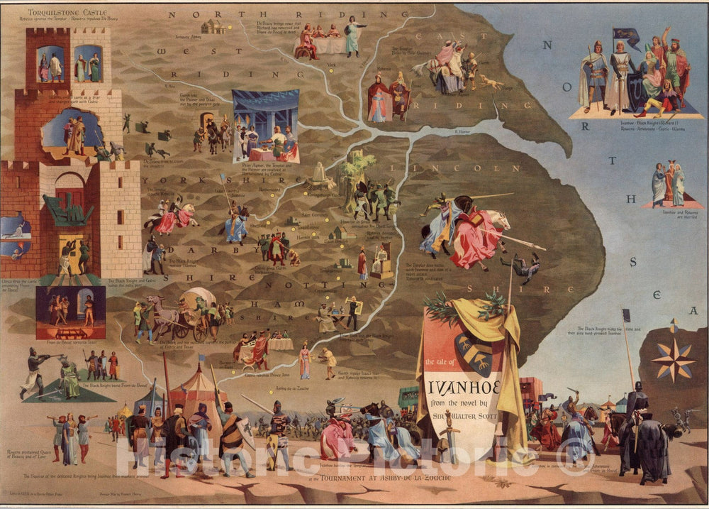 Historic Map - The tale of Ivanhoe from the novel by Sir Walter Scott ...