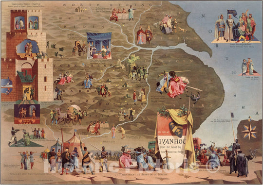 Historic Map - The tale of Ivanhoe from the novel by Sir Walter Scott ...