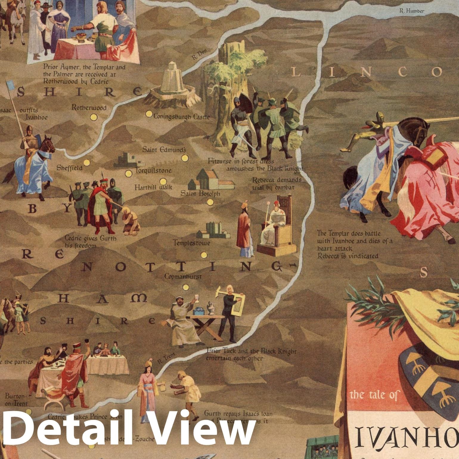 Historic Map - The tale of Ivanhoe from the novel by Sir Walter Scott ...