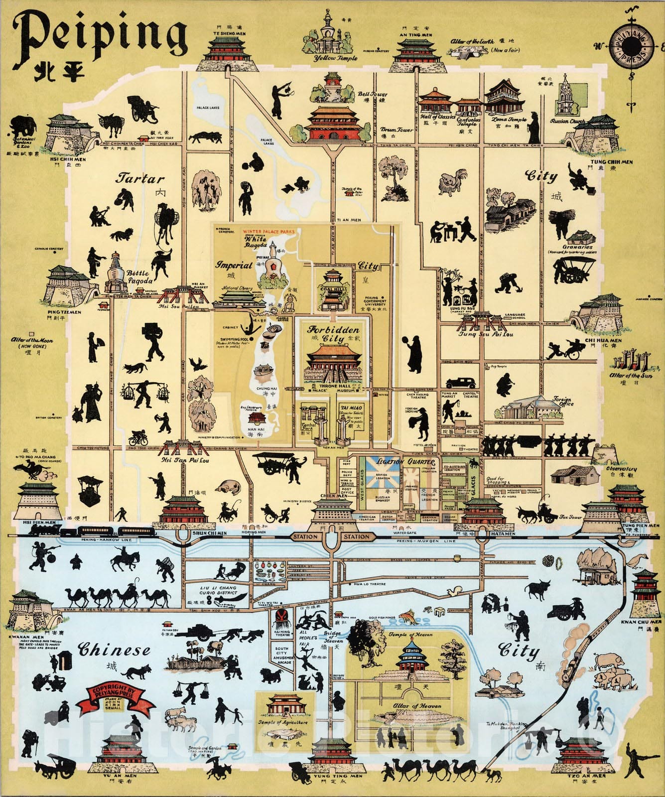 Historic Map : Peiping. (Peking/Beijing). Copyright by Peiying Press ...